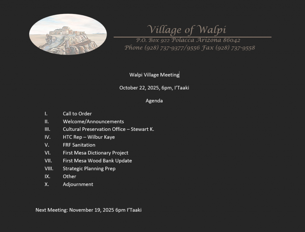 VILLAGE OF WALPI